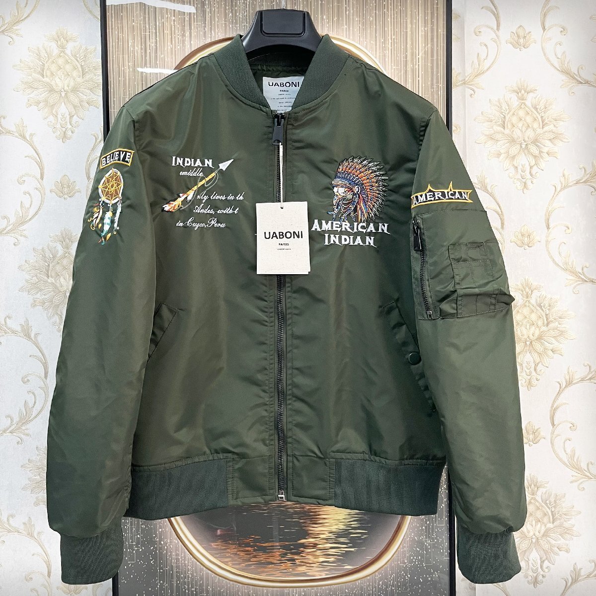 【未使用】個性EU製＆定価8万 UABONI*Paris*フライトジャケット/MA-1*ユアボニ*パリ発 上質 薄手 USAF*TYPE オシャレ INDIANS XL/50サイズの落札情報 ...