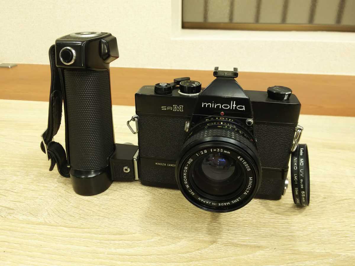 56 カメラ minolta SRM ミノルタ ブラックボディ レンズ MC W.ROKKOR-HG 1:2.8 f=35mm モーター ...
