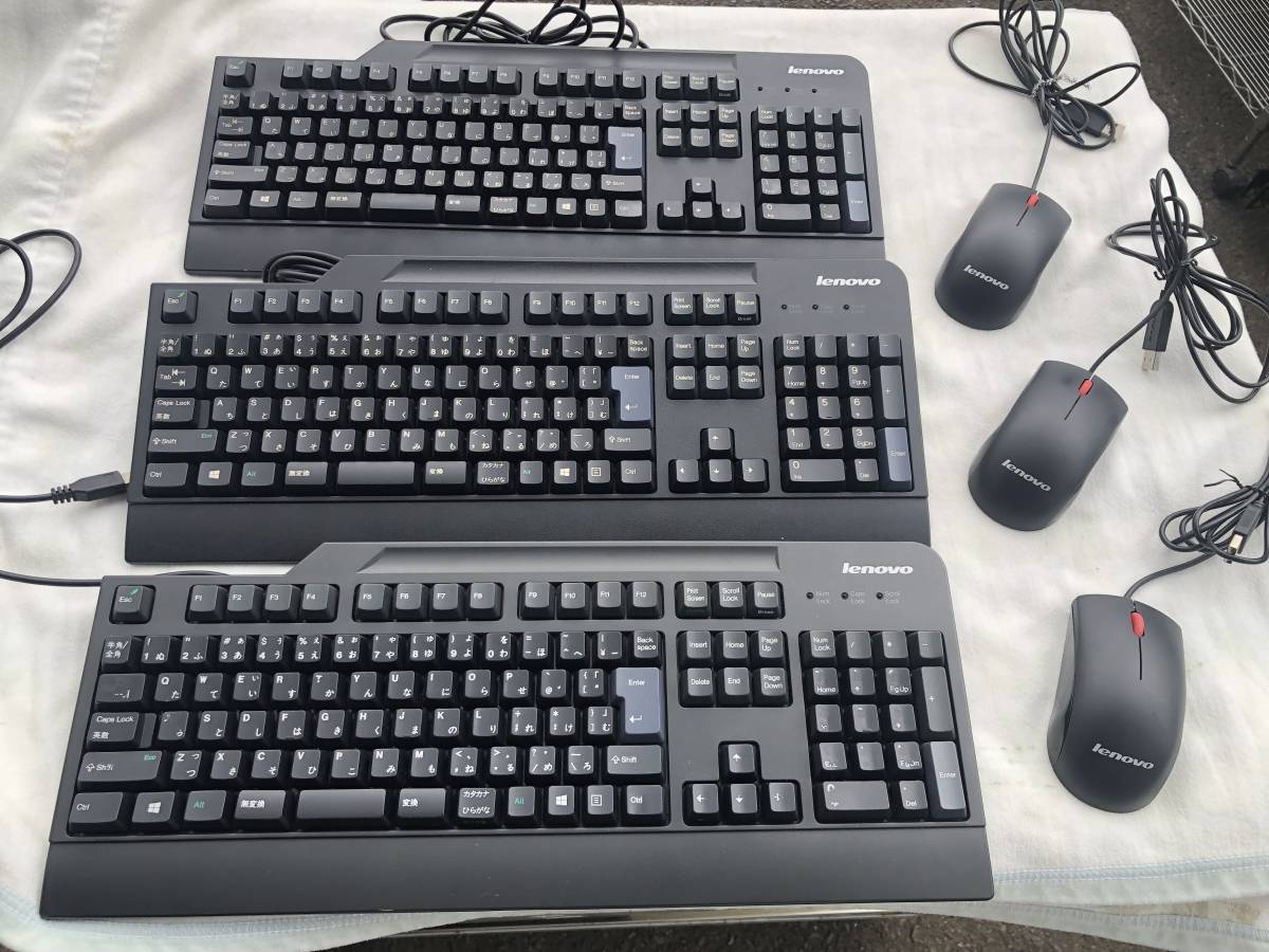 【傷や汚れあり】Lenovo レノボ USBキーボードSK-8825（L) 2台 KU-0225 1台 マウス MSU1175 3個の落札情報 ...