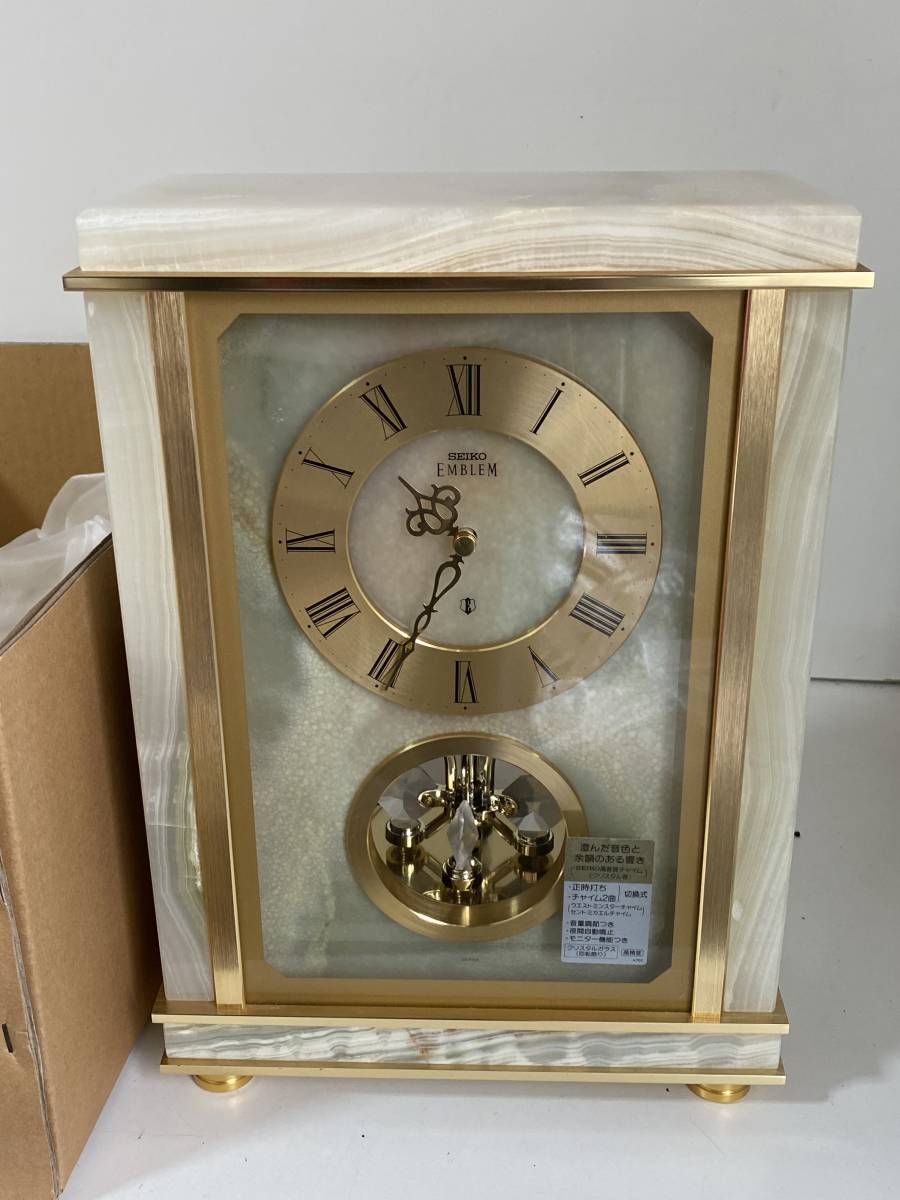 SEIKO EMBLEM HW469N セイコー エンブレム 台座付き 置時計 回転飾 メロディ チャイム 中古品現状 兵庫県姫路市発 G2 ...
