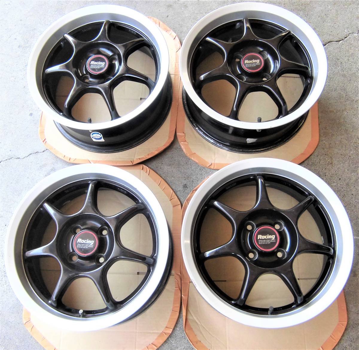 【傷や汚れあり】ENKEI エンケイ レーシングS タイプ1だと思います 中古品 4枚/4本 6.5J-15 100/4H +45 ブラック ...