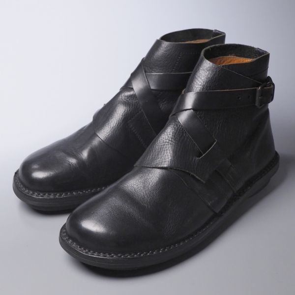 【やや傷や汚れあり】W9135//*トリッペン/trippen*メンズ42/プレーントゥ/ストラップブーツ/ショートブーツ/デザインシューズ ...