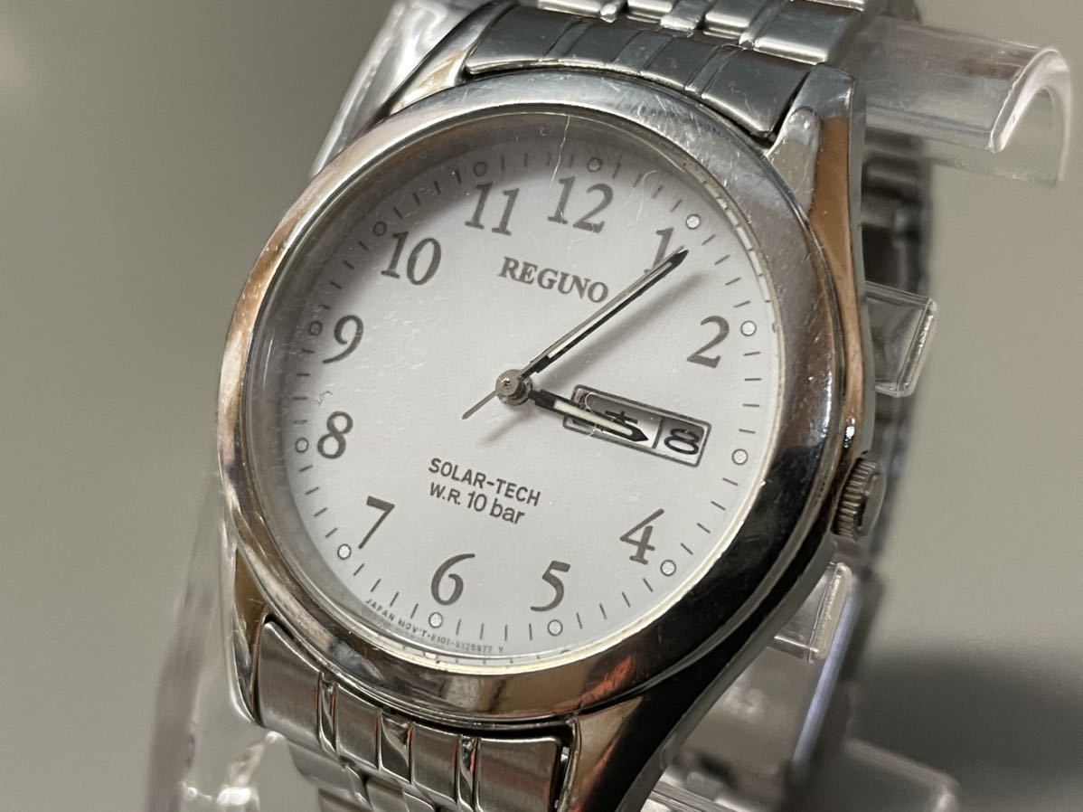 【やや傷や汚れあり】1円〜 シチズンCITIZEN レグノREGUNO ソーラー E101-K005299 ホワイト文字盤 メンズ腕時計 稼働品の落札情報詳細 - ヤフオク落札価格検索 オークフリー