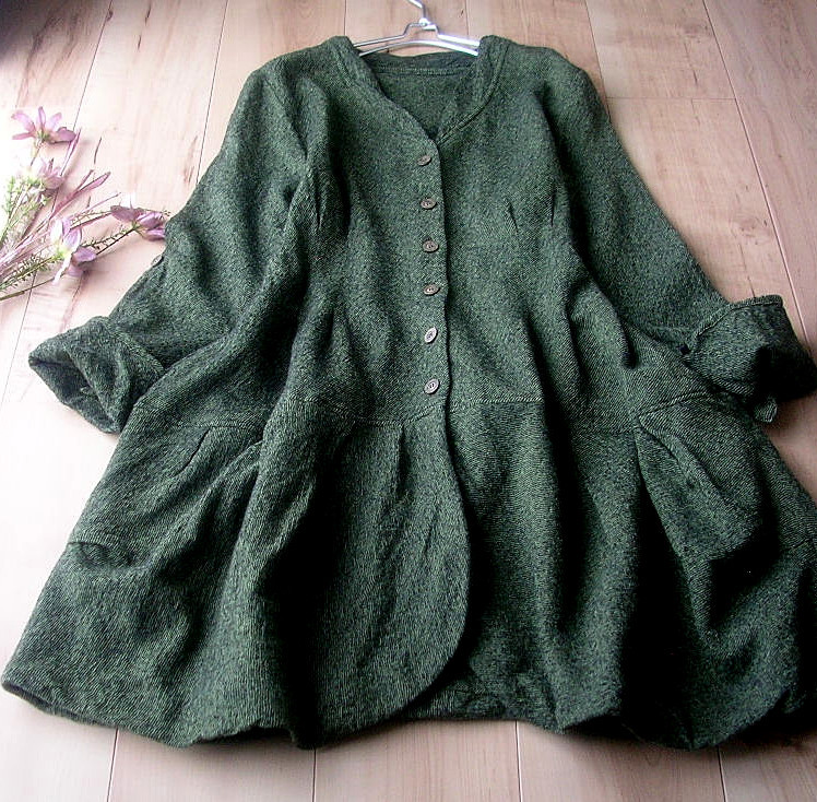 【未使用に近い】センソユニコ☆イオコムイオio comme io☆ウール羽織コートオーバーワンピースMOS大きいサイズ40の落札情報詳細 - ヤフオク落札価格検索 オークフリー