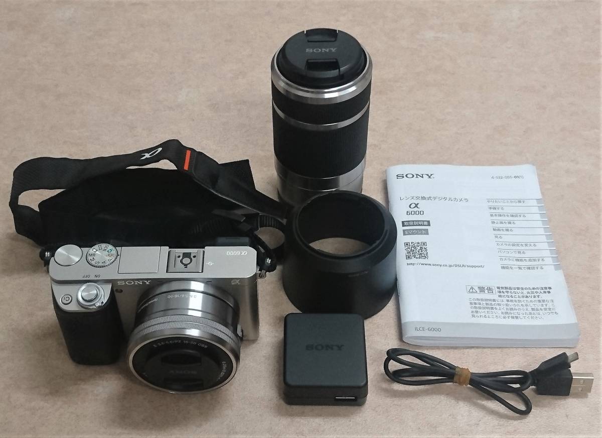 【目立った傷や汚れなし】 Sony ソニー α6000 Ilce 6000 ミラーレス一眼レフカメラ ダブルレンズキット Sel55210