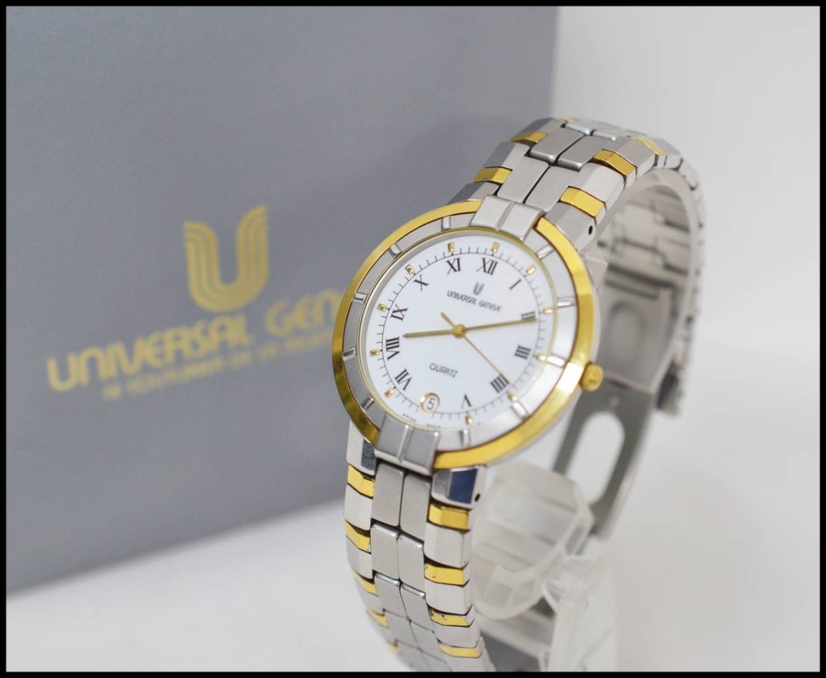 【傷や汚れあり】訳あり ユニバーサルジュネーブ クォーツ 655.001 デイト 腕時計 UNIVERSAL GENEVE 電池交換済の落札情報詳細 - ヤフオク落札価格検索 オークフリー