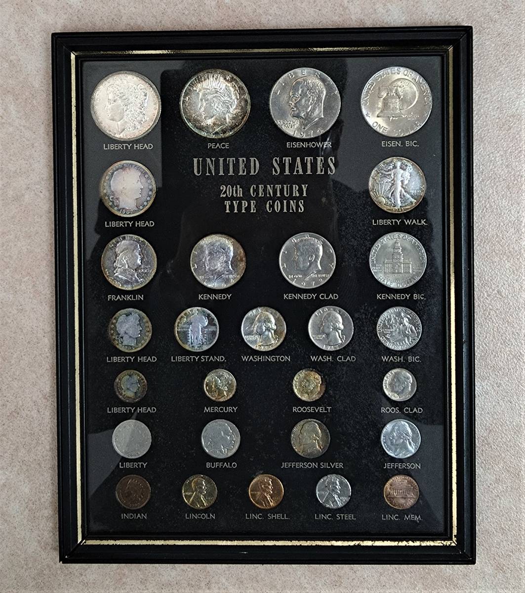 【傷や汚れあり】 UNITED STATES 20th CENTURY TYPE COINS アメリカ コインセット 28枚 額入り の落札 ...