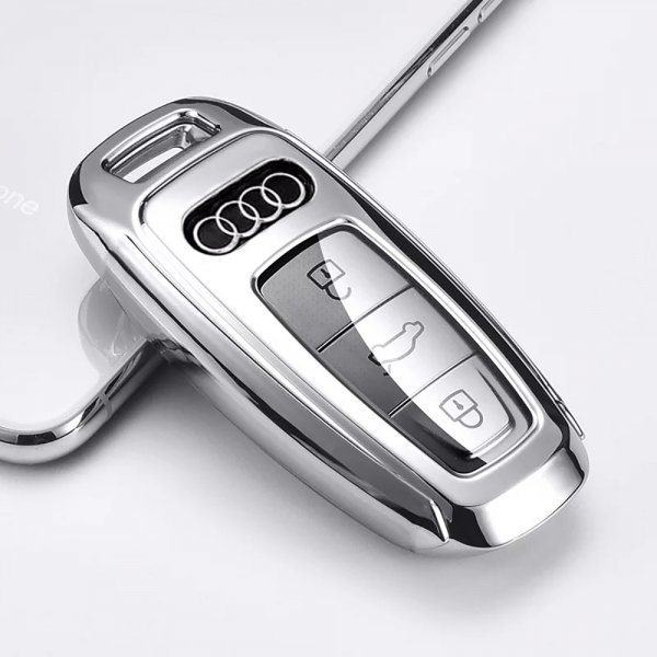 【未使用】アウディ 専用 Audi 新型 A3 A6 A6 Avant RS6 A7 S7 RS7 A8 A8L Q8 Q7 Q5 キーケース キーカバー アクセサリー 全面カバー メッキ ...