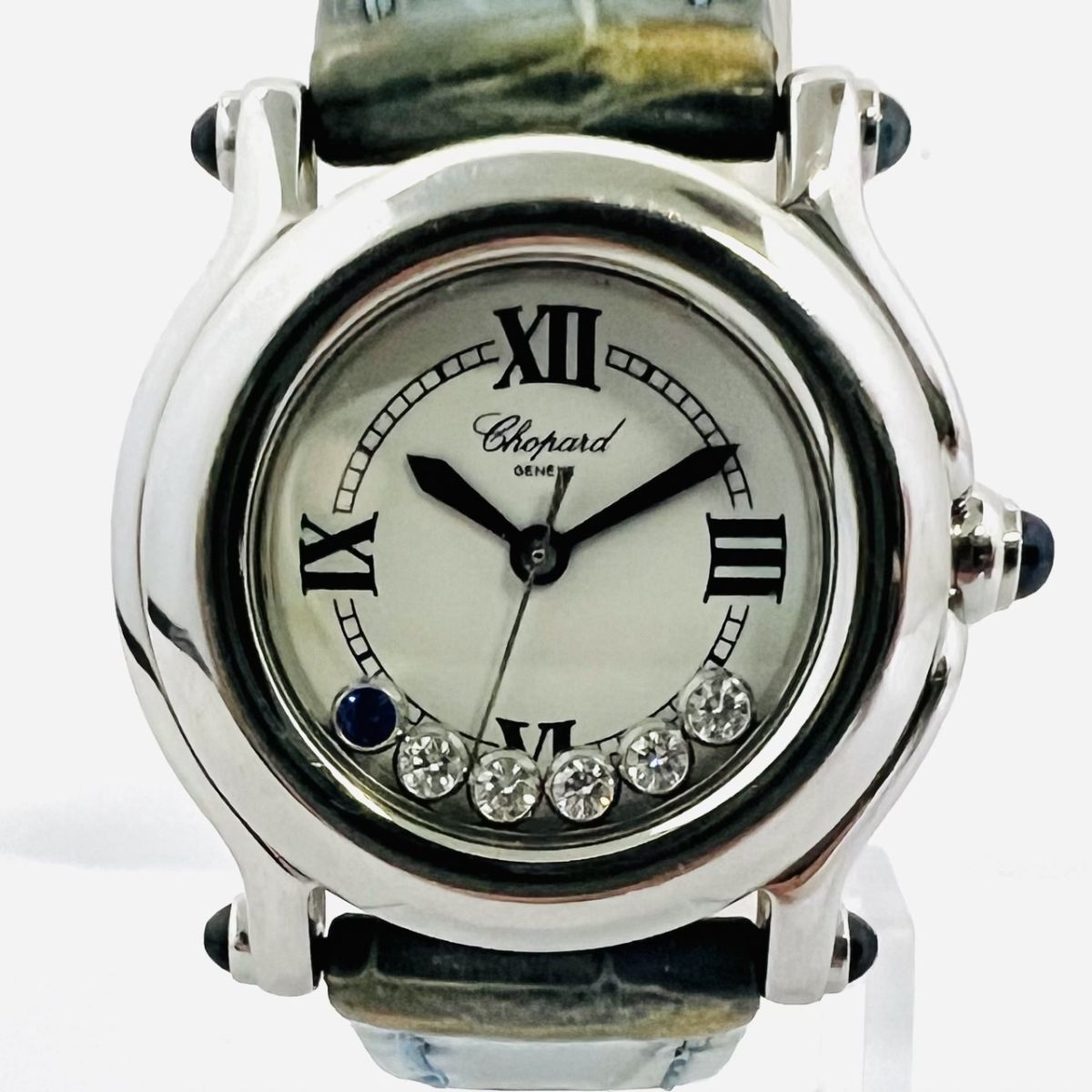 【やや傷や汚れあり】1円～ 3ヶ月保証付き 磨き済み 美品 本物 定番 人気 Chopard ショパール ハッピースポーツ 27/8892 ダイヤ 革ベルト レディース 時計 の落札情報詳細 ...