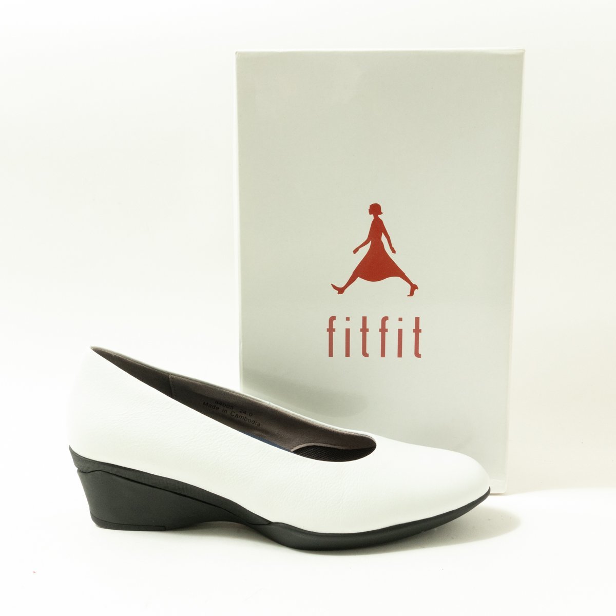 【未使用に近い】美品 fitfit フィットフィット バイカラーパンプス ウェッジソール ホワイト×ブラック 白 黒 24.0cm 安定感 4cmヒール レディース 婦人靴 の落札情報詳細 ...