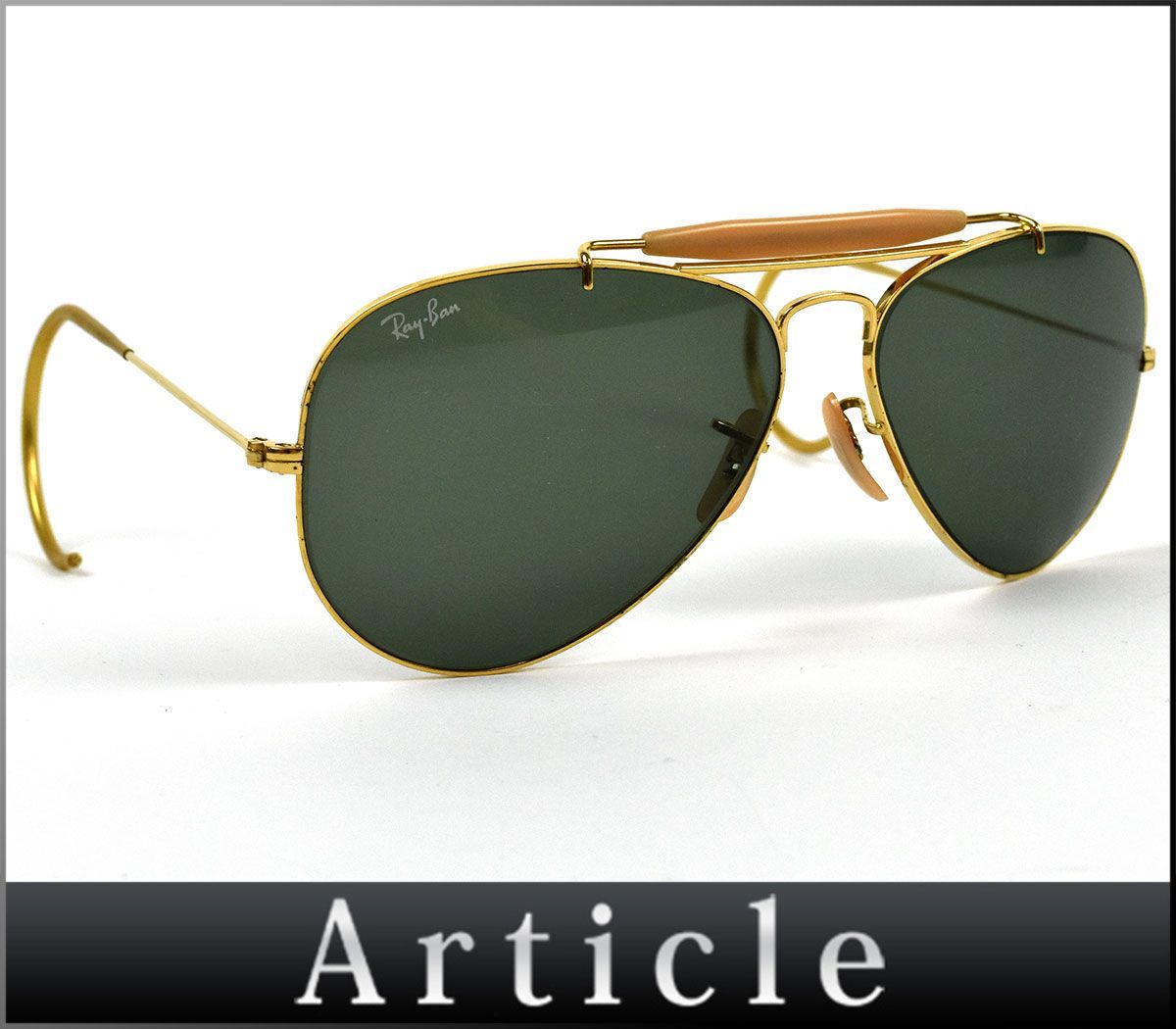 【やや傷や汚れあり】134569☆度なし RayBan レイバン サングラス アイウェア ティアドロップ メタルフレーム ブラック ゴールド ...