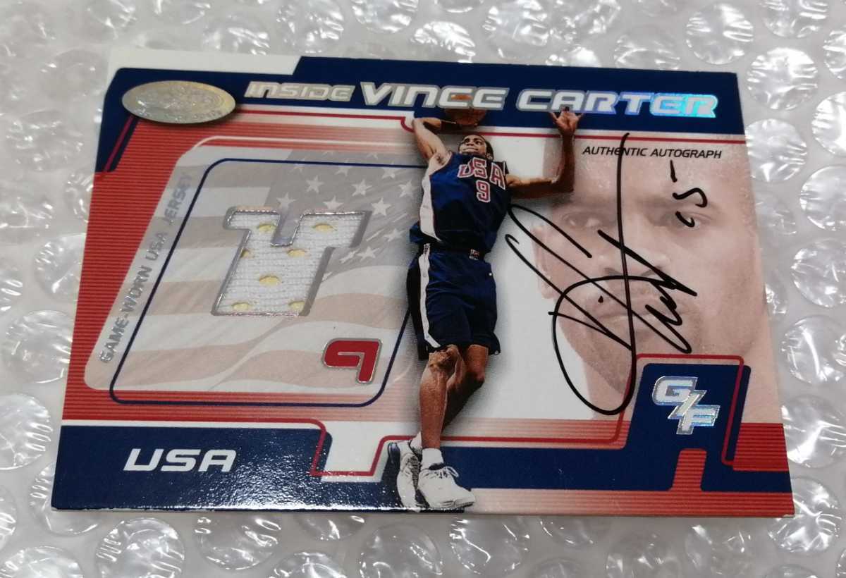 【未使用】2001-02 FLEER Inside Vince Carter Autograph Jersey card ##/15 USA ...