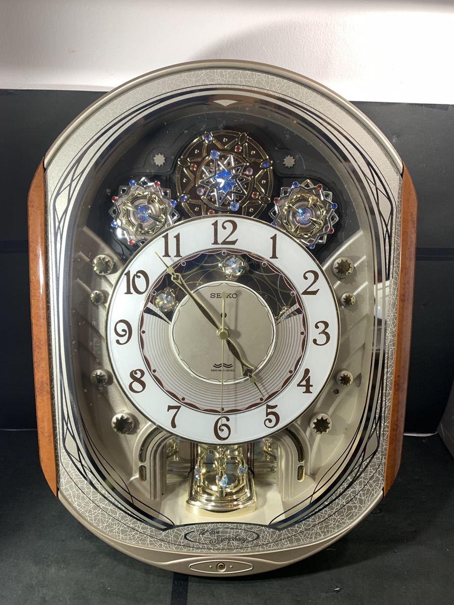 【やや傷や汚れあり】SEIKO CLOCK セイコークロック AM239B 電波時計 クラシックメロディ 全18曲 ウェーブシンフォニー 掛 ...