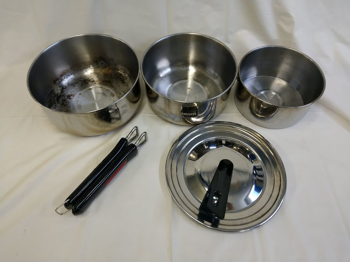 【傷や汚れあり】FG615 FOGLIAS フォリアス ワンタッチクッカー CH-IH TKS 片手 IH対応 2L 1.6L 1L ステンレス 取手が取れる鍋 蓋付き 3点セット 重ね収納の ...