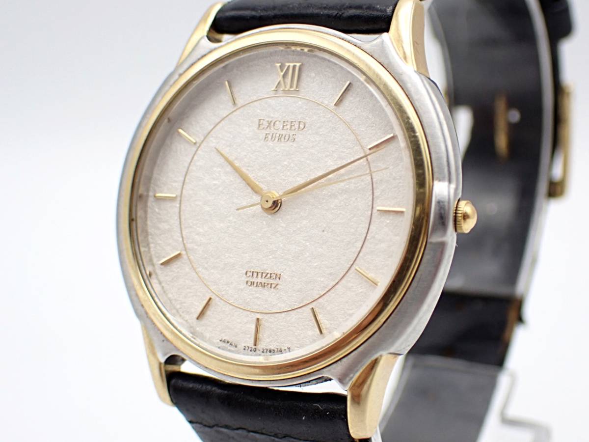 【やや傷や汚れあり】1円～ CITIZEN シチズン EXCEED エクシード 2730-274598 クオーツ 腕時計/コンビ レザー ...