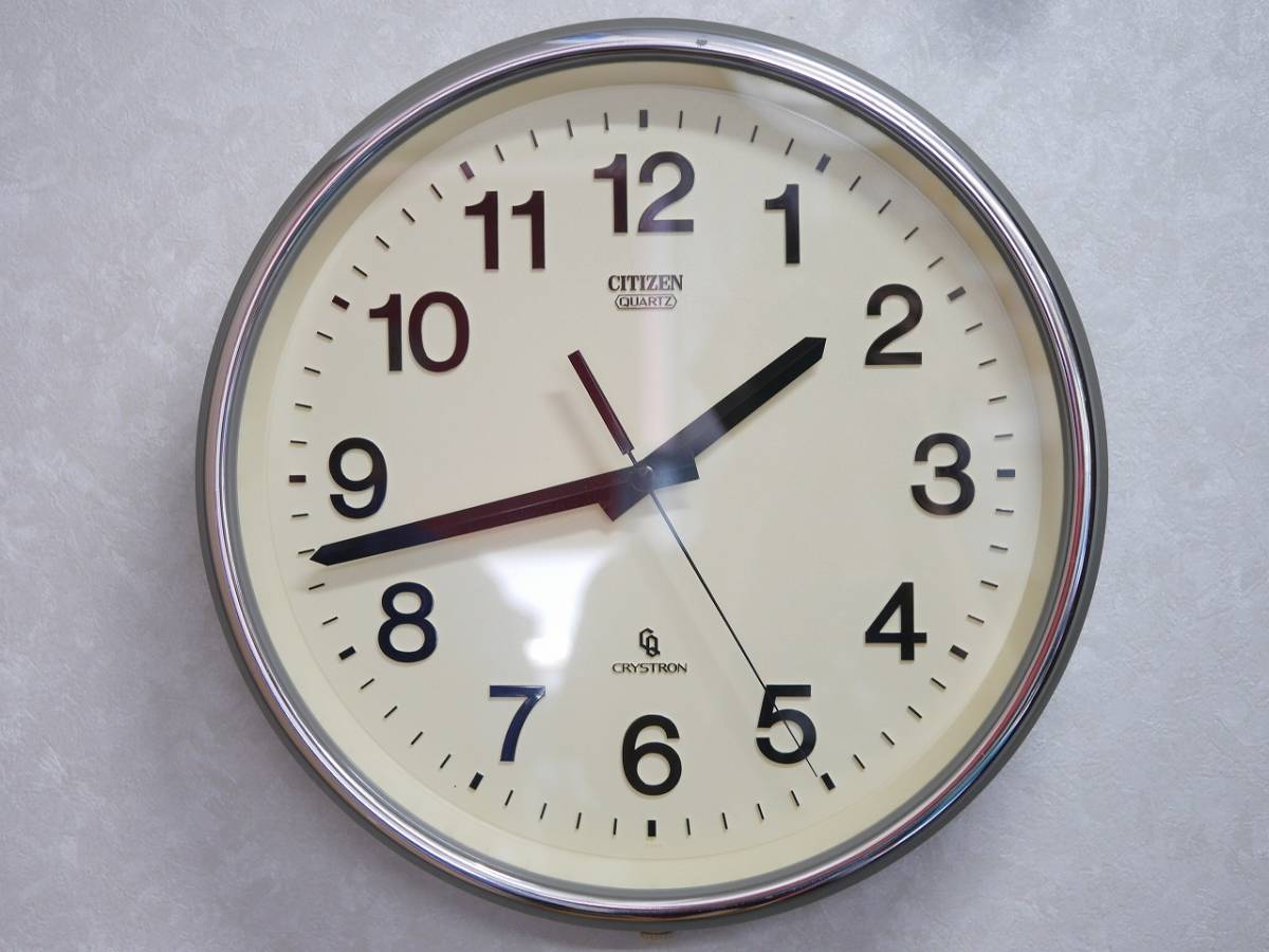 【目立った傷や汚れなし】ヴィンテージ品 美品☆CITIZEN CRYSTRON シチズン クリストロン クオーツ 掛け時計 丸時計 壁掛け 直径33.5cm 動作確認済み 電池付属☆の落札情報 ...