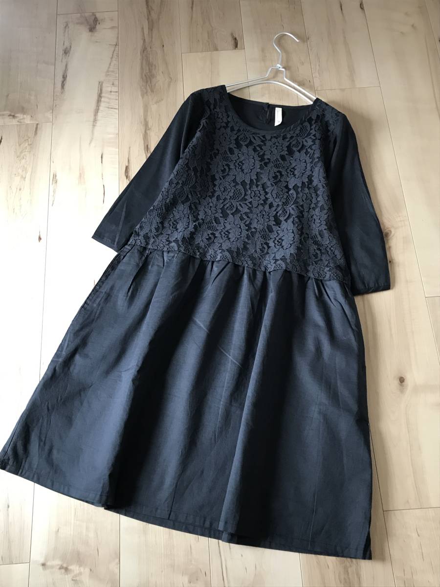 【目立った傷や汚れなし】ノンノ cloud nine クラウドナイン ゆったりサイズM-L ☆ 花・フラワー柄レース装飾 黒・ワンピース ②の落札情報詳細 - Yahoo!オークション落札価格 ...