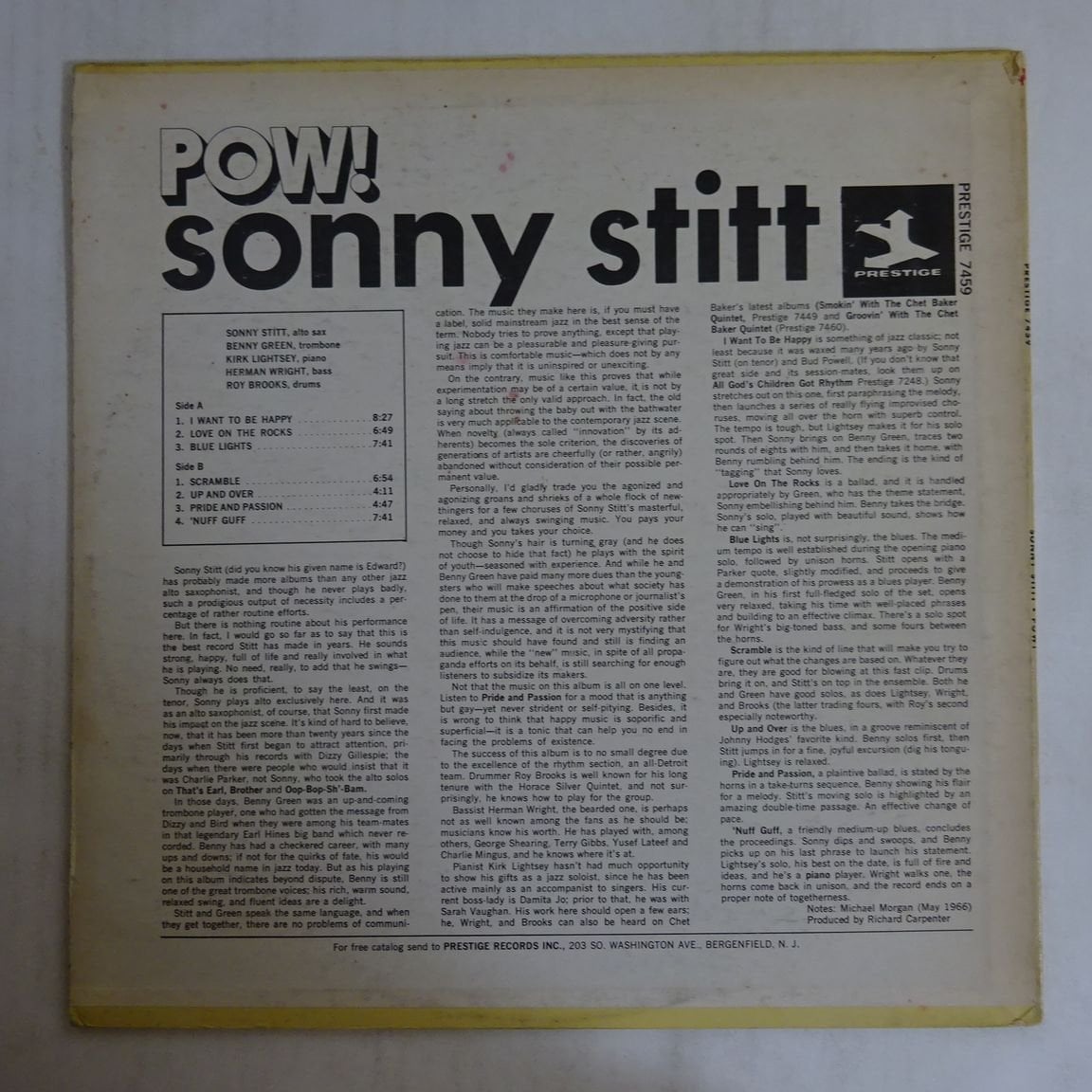 【やや傷や汚れあり】14020110;【US盤/PRESTIGE/右紺ラベル/VAN GELDER刻印/直筆サイン】Sonny Stitt ...