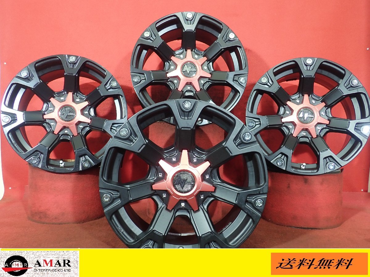 【やや傷や汚れあり】R17 【ナイトロパワーウォーヘッド：プラド等：ブラック色】中古ホイール /PCD139.7 / 8 J ★4本(H ...