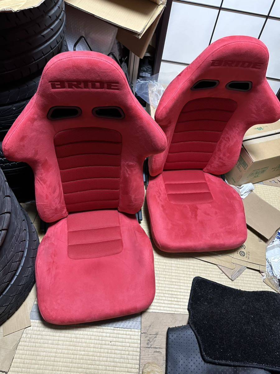 【やや傷や汚れあり】2脚セット ブリッド ユーロスター2 赤 美品 セミバケットシート Bride シルビア スカイライン Gt R ランエボ