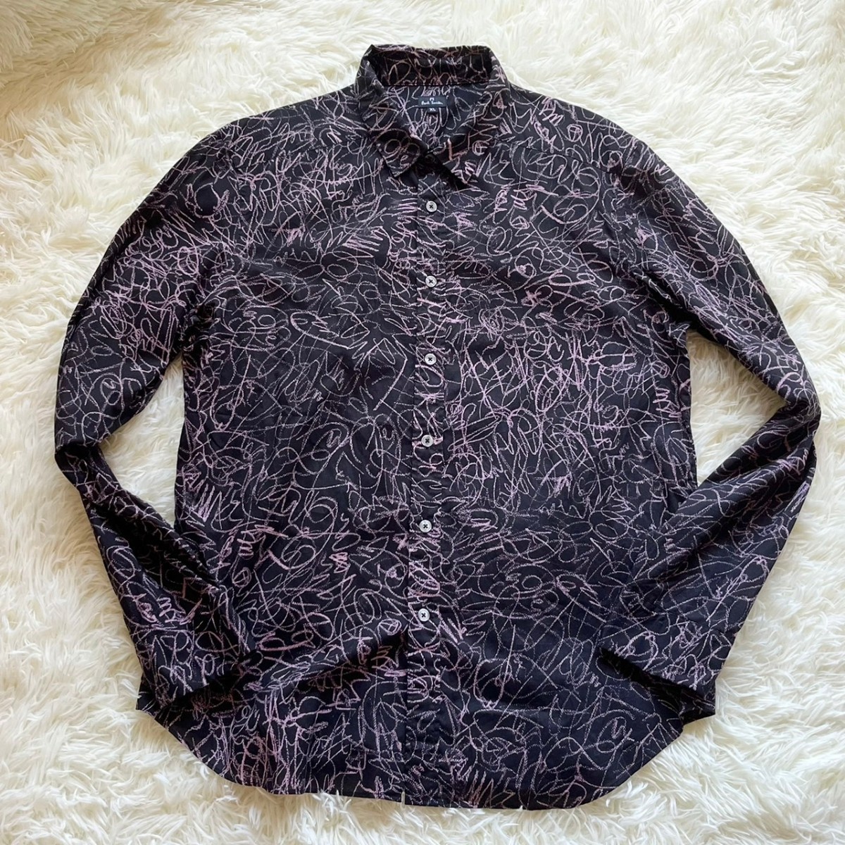【目立った傷や汚れなし】美品 PS Paul Smith ポールスミス 長袖シャツ ブラック 総柄 ペイント 落書き 希少デザイン XLサイズ コットン オールシーズンの落札情報詳細 ...