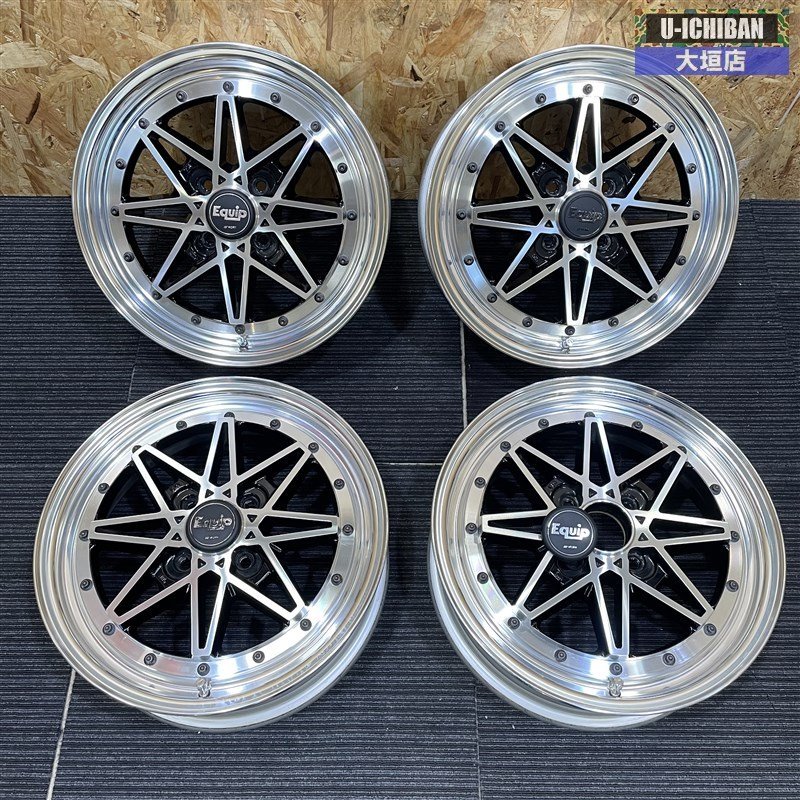 【やや傷や汚れあり】軽自動車 WORK ワーク エクイップ EQUIP 03 15インチ 5J +42 4H 100 ブラックポリッシュ 4本 N BOX タント ワゴンR アルト ムーヴ ...