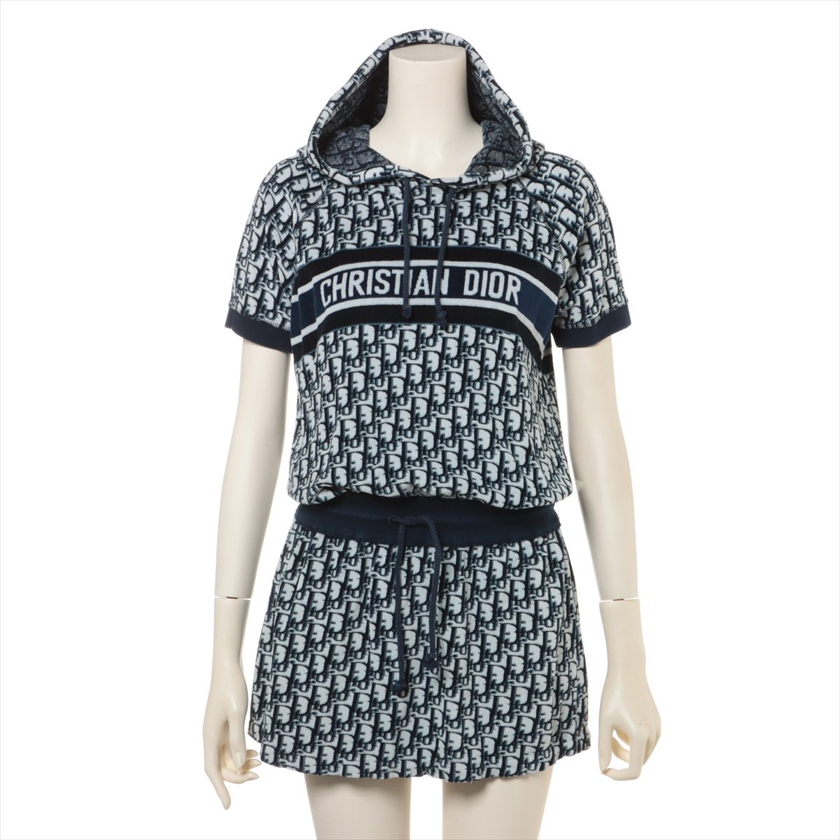 【目立った傷や汚れなし】1円 美品 クリスチャンディオール トロッター オブリーク フリース ショート ドレス フード XSサイズ 123R02A4022 レディース TMT J59-13の ...