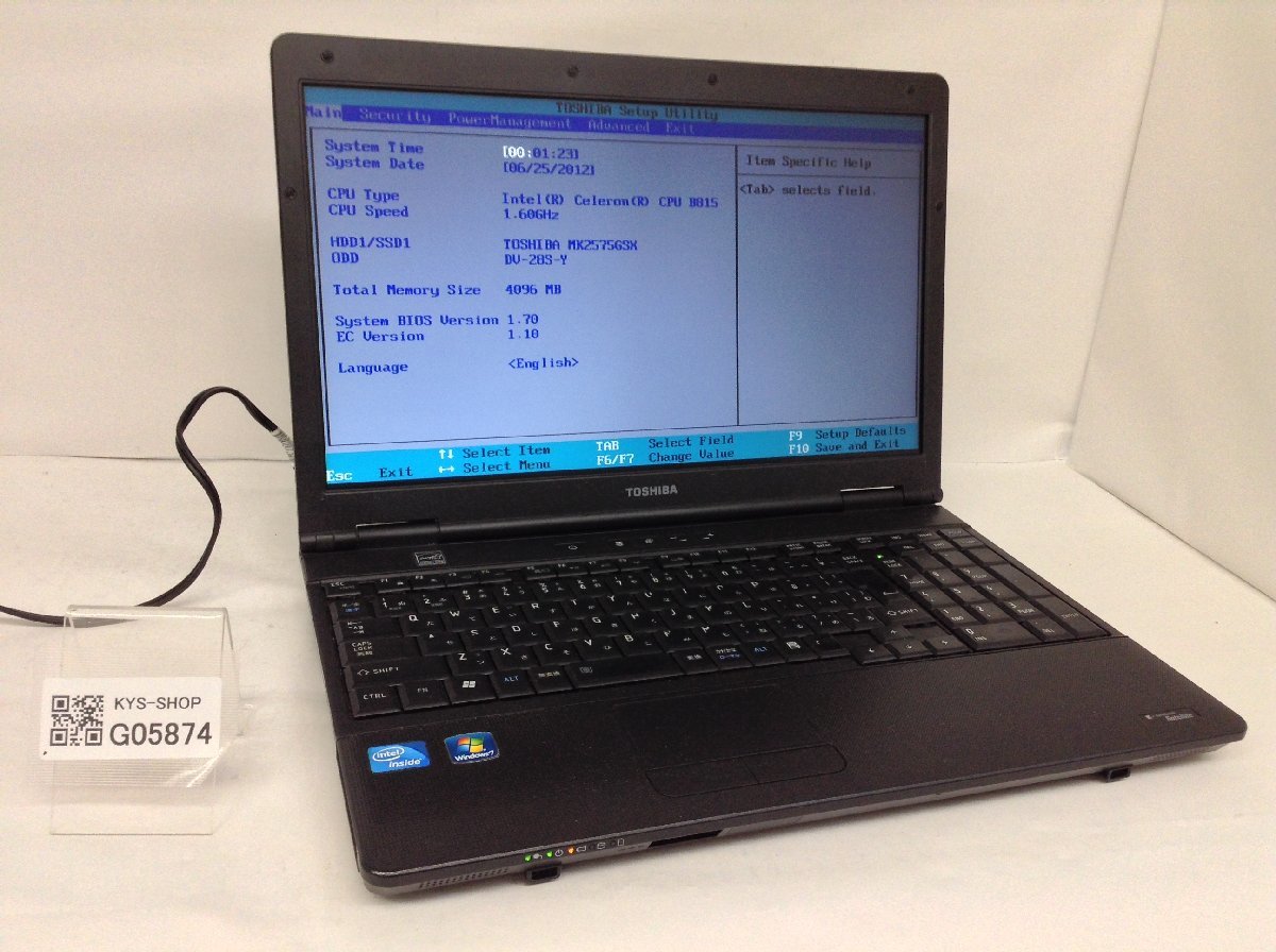 【傷や汚れあり】Rジャンク/ TOSHIBA dynabook Satellite B451/E PB451ENBU75A51 Intel Celeron B815 メモリ4.1GB ...