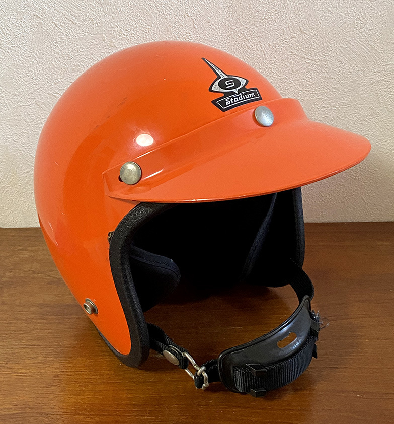 【傷や汚れあり】1970's 英国 STADIUM Project 6 ジェットヘルメット スタジアム 純正バイザー付 当時物 M ビンテージ ...