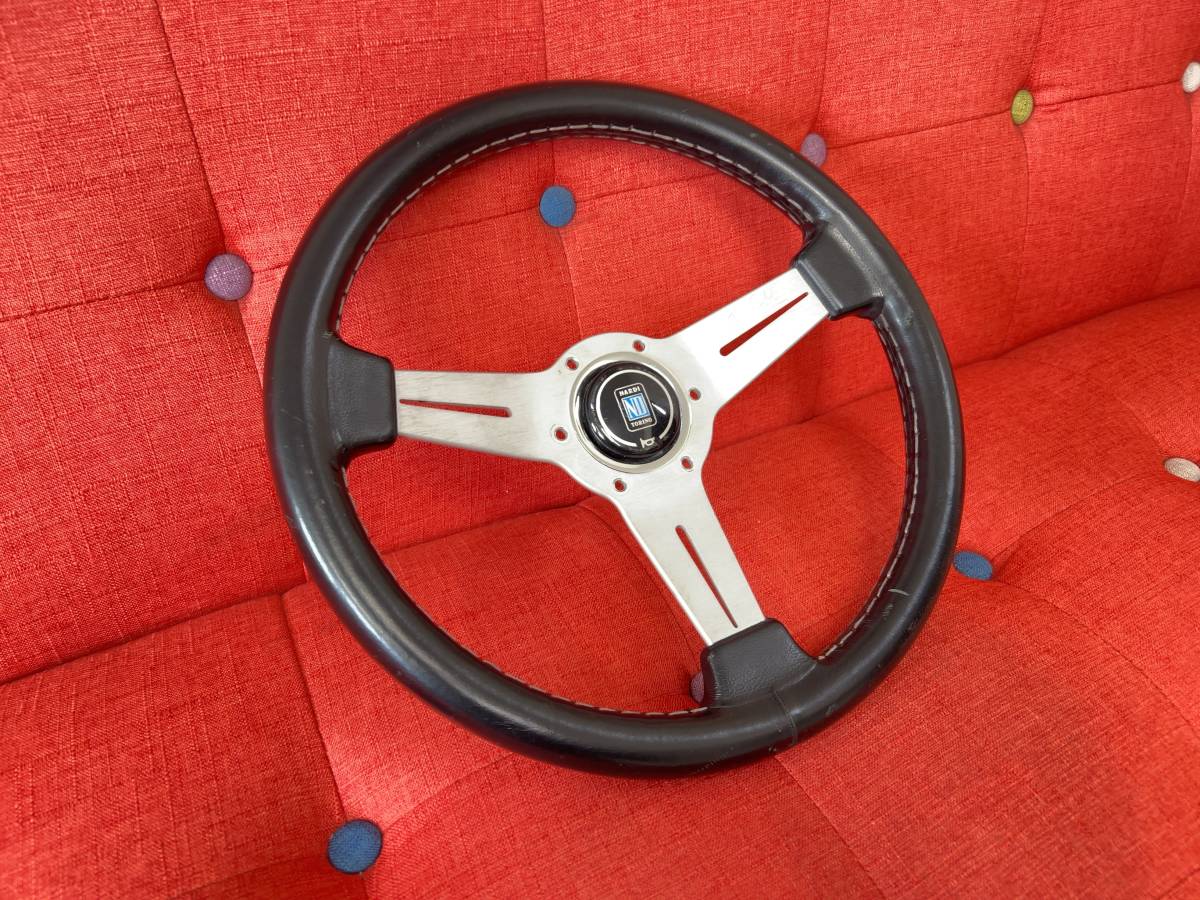 【傷や汚れあり】deepsracing★nardi ナルディ クラシック ブラックレザー&シルバースポーク 330mm★検 Ef9 Eg6