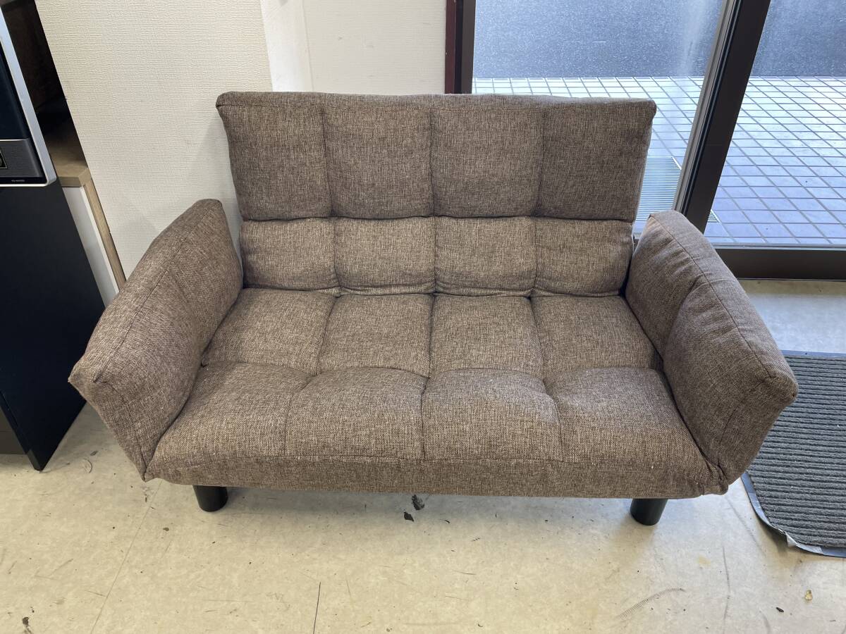 【目立った傷や汚れなし】【s2035】カウチソファ 2人掛けソファ 小さめ リクライニング付き☆サイズ：奥行約60cm×幅約120cm×高さ約 ...