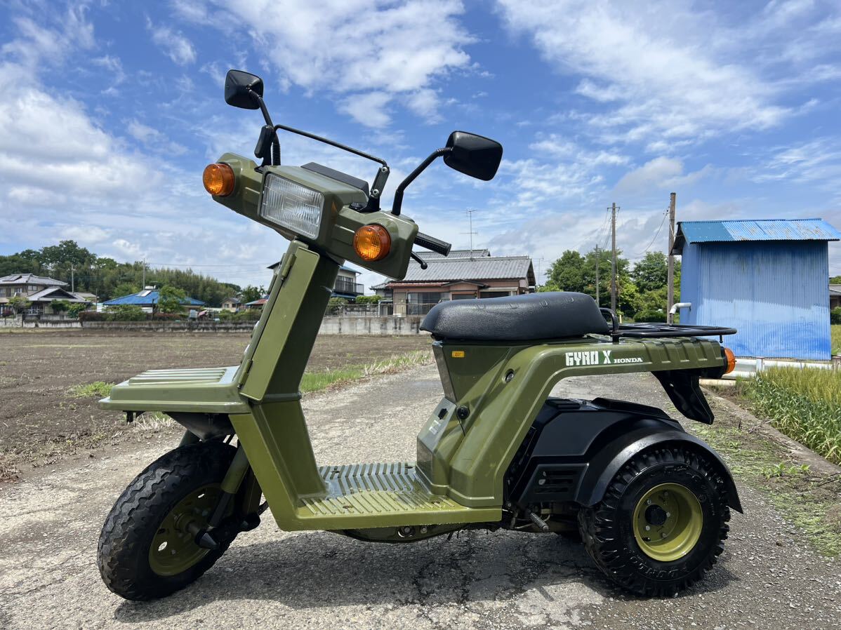 【やや傷や汚れあり】ホンダ ジャイロX GYRO 2スト 3輪 埼玉発 熊谷市 TD01 希少 書類付き ミリタリー 緑 迷彩 実働 検 ...