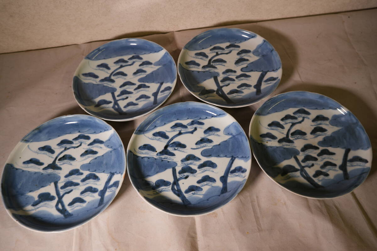 【傷や汚れあり】T23 古伊万里 染付松文輪花皿 5客の落札情報詳細 - ヤフオク落札価格検索 オークフリー