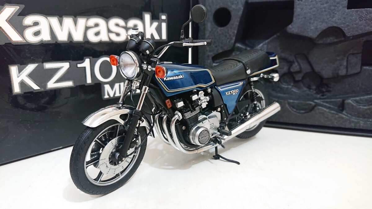 【目立った傷や汚れなし】WiTs MILE STONE KWASAKI KZ1000 Mk.Ⅱ 1/12ウィッツ マイルストーン カワサキKZ1000 Mk2ルミナスネイビーブルー 1/12 ...