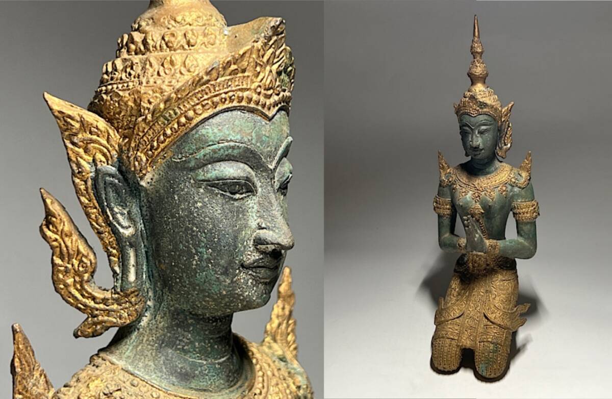 【やや傷や汚れあり】【瑞】銅製 タイの仏像 オブジェ 高：32．5cm 重さ：1735gの落札情報詳細 - Yahoo!オークション落札価格 ...