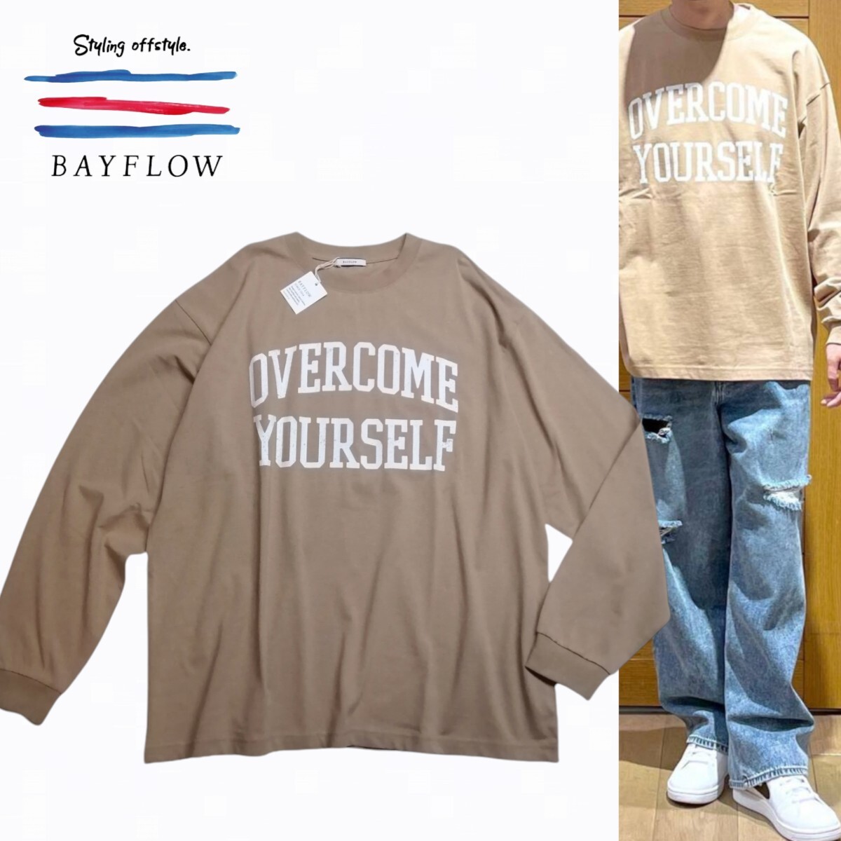 【未使用】 新品未使用 BAYFLOW L size4 デイリーユースにうってつけのロング Tシャツ OCEANS掲載ブランド ヴィンテージプリント 長袖 ベイフローの落札情報詳細 ...