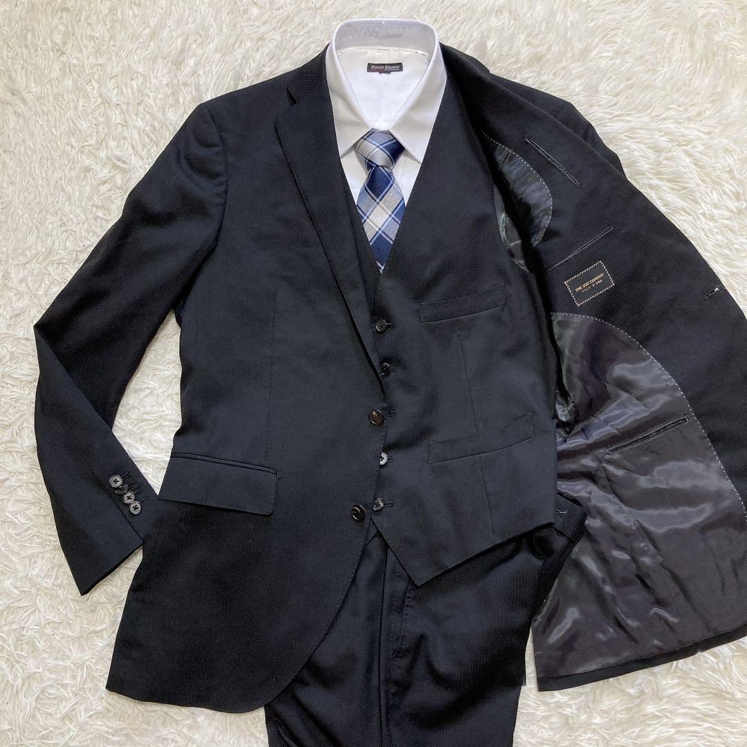 【目立った傷や汚れなし】美品/3ピース! THE SUIT COMPANY スーツカンパニー セットアップ スーツ ジャケット ビジネス ...