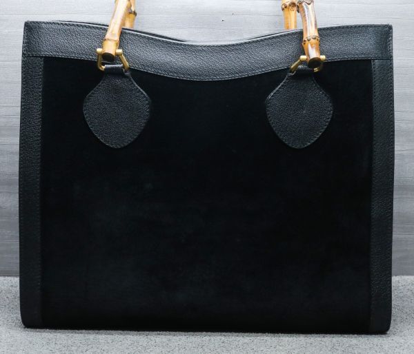 【傷や汚れあり】外観美品 グッチ 002 1186 0260 バンブー スエード×レザー ハンド トートバッグ ブラック GUCCIの落札情報 ...