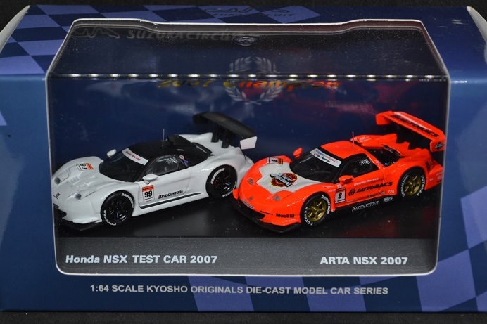 【目立った傷や汚れなし】京商 1/64 ARTA NSX 2007 開幕戦仕様 Honda NSX 2007 開発車両 鈴鹿サーキット 特注2台セット 2007チャンピオン 絶版 希少 レアの ...