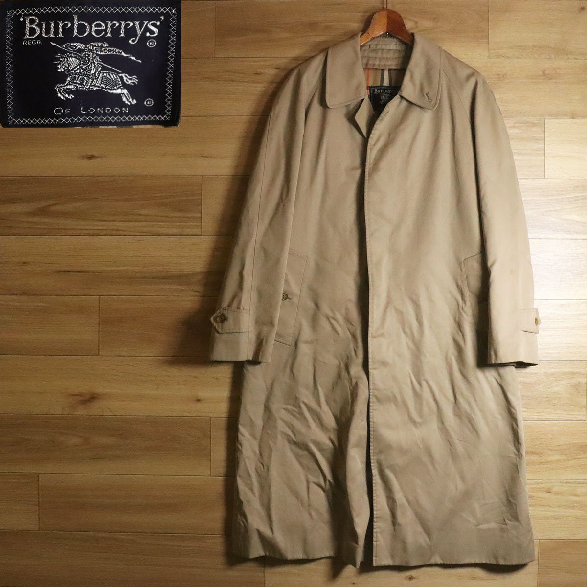 【やや傷や汚れあり】=1R/R7.8-3 90s Burberrys バーバリー ステンカラーコート バルマカーンコート ロングコート ベージュ ノバチェック ユーロ古着の落札情報詳細 ...