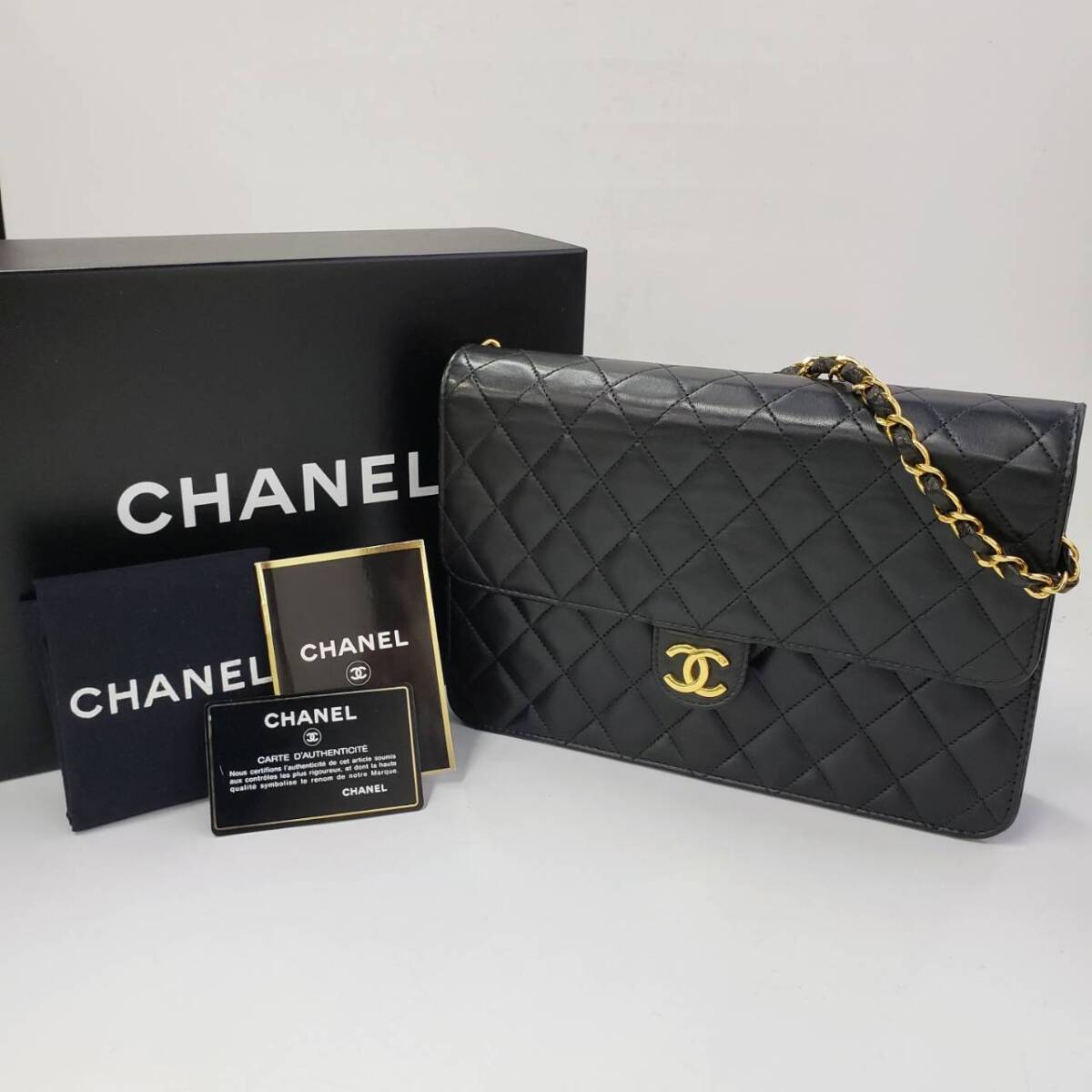 【やや傷や汚れあり】24静/A049142-1/M124-641/OY130000 CHANEL シャネル バッグ マトラッセ チェーンショルダー 箱・袋・ギャランティカード付きの落札情報詳細 ...