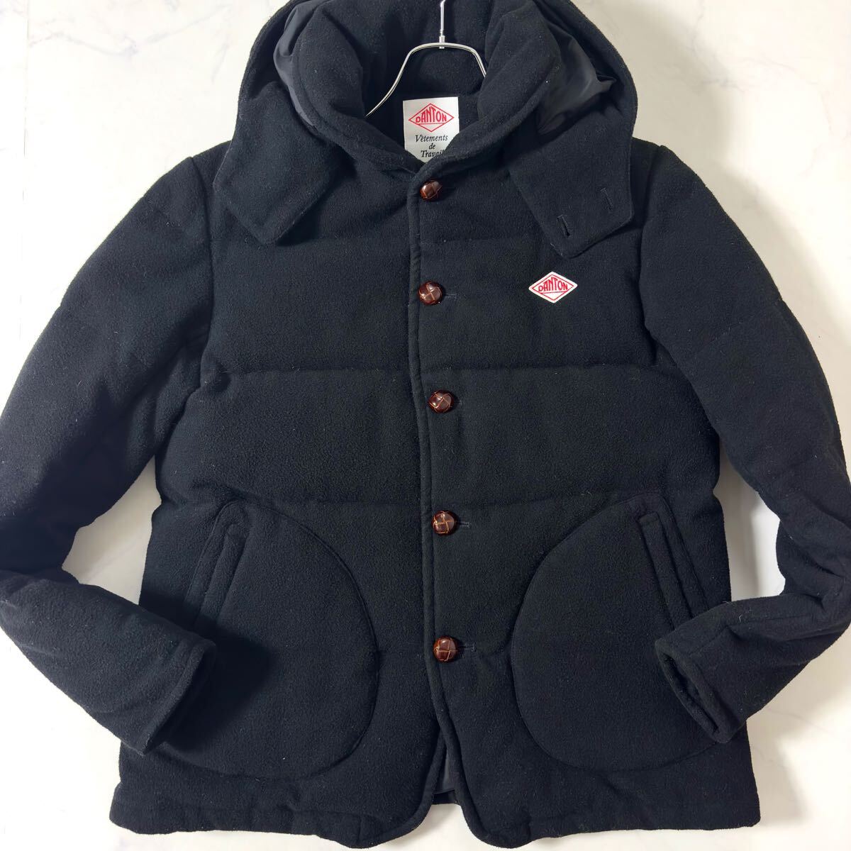 【目立った傷や汚れなし】【美品/XLサイズ】DANTON BEAMS別注 ウールモッサ ダウンジャケット 肉厚 胡桃ボタン フード着脱 ブルゾン 黒 メンズ ダントン ビームス 42の落札情報 ...