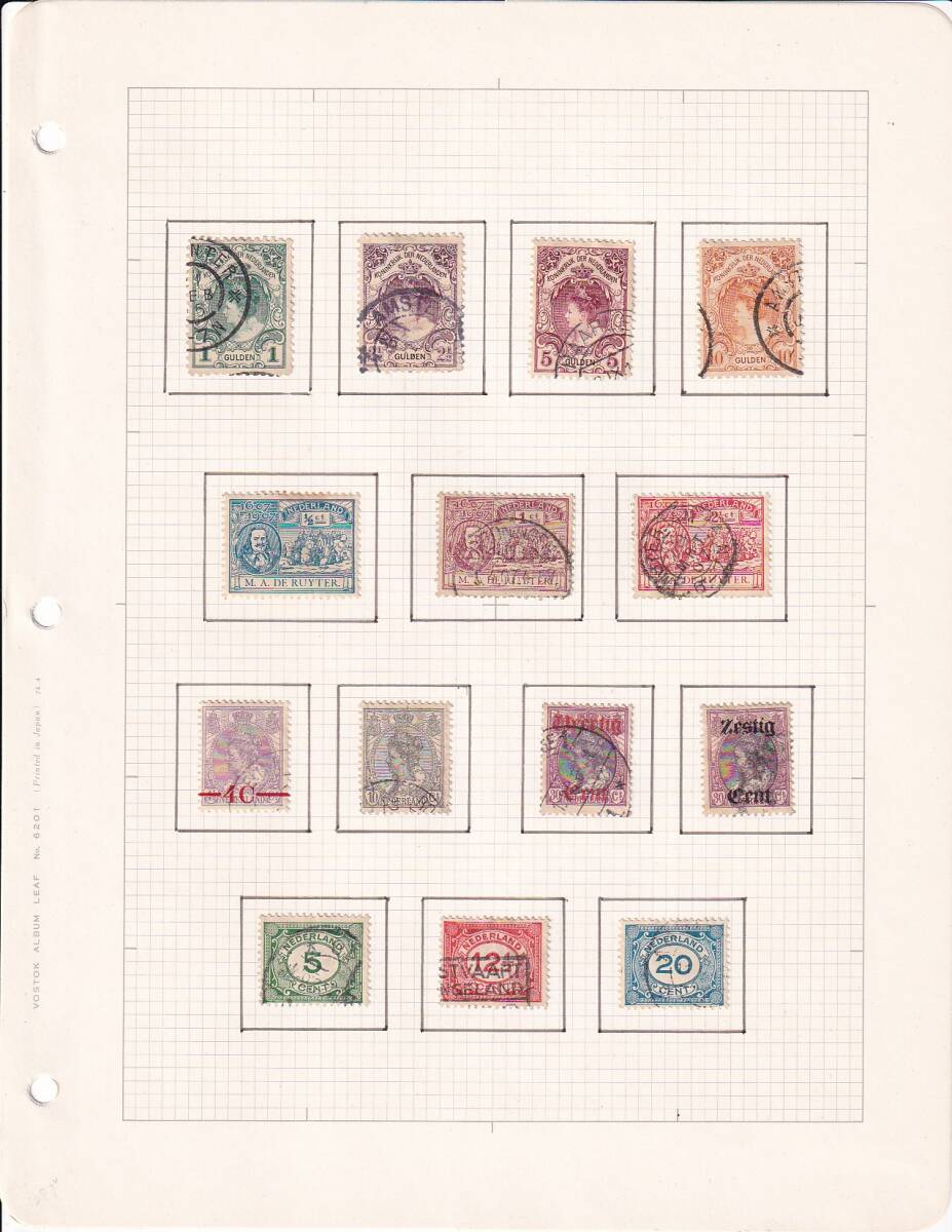 【やや傷や汚れあり】72 オランダ【使用済】＜ 1898-1922「SC#63-86 女王ウィルヘルミナ(4)」,#87-89,102-03,106,107-09,110 6組 / リーフ ...