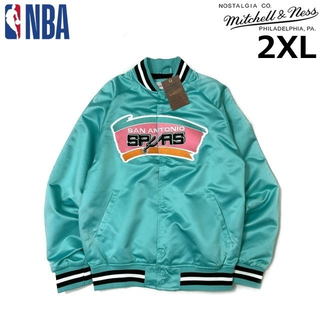 【未使用】1円～!売切! Mitchell&Ness ミッチェルアンドネス NBA バスケ スタジャン SAN ANTONIO SPURS サンアントニオ スパーズ(2XL)緑 250203の ...