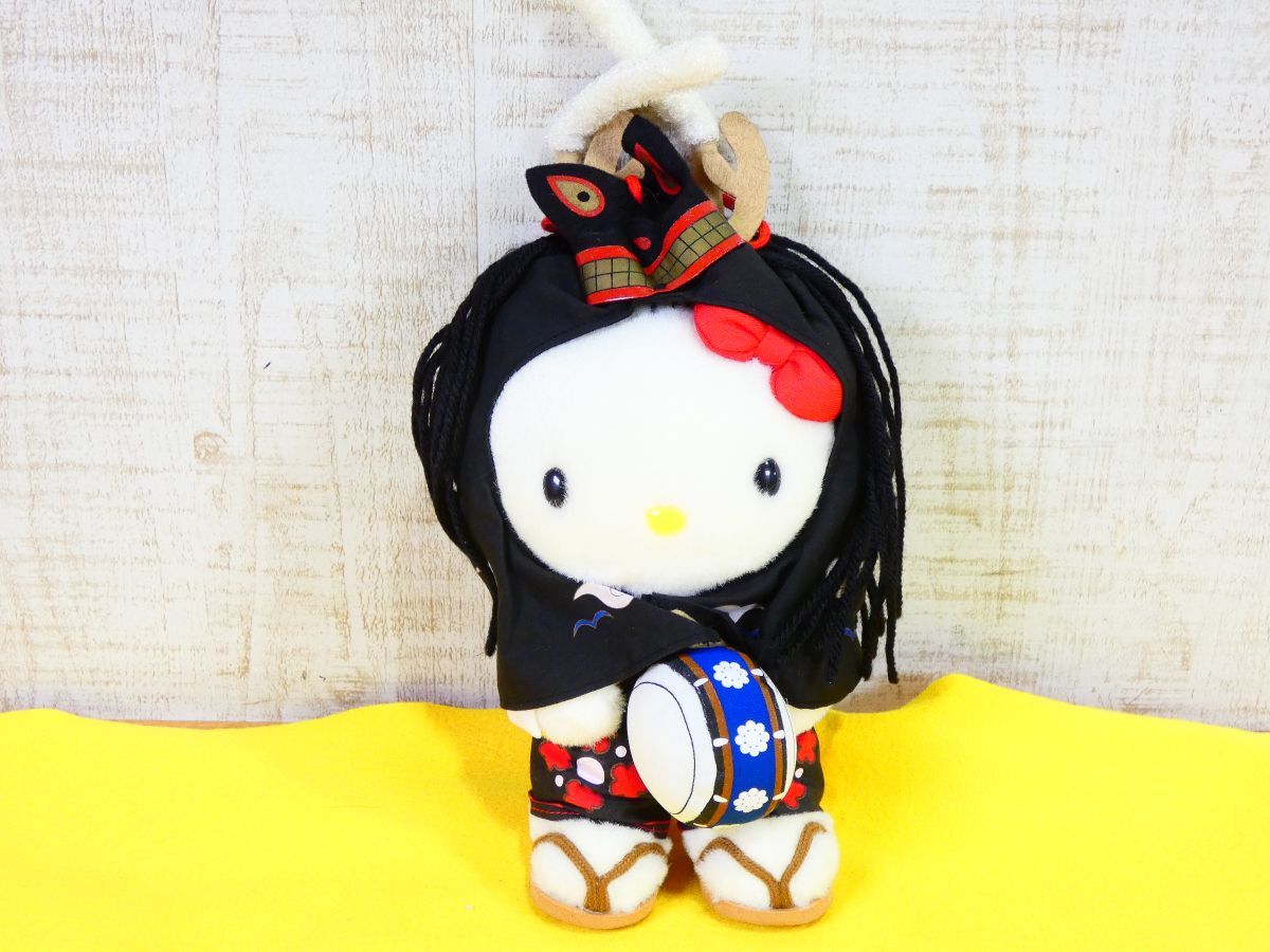 【目立った傷や汚れなし】(HKT-13) Hello Kitty ハローキティ ご当地 地域限定 「 岩手県限定 鹿踊り 」ぬいぐるみ ...