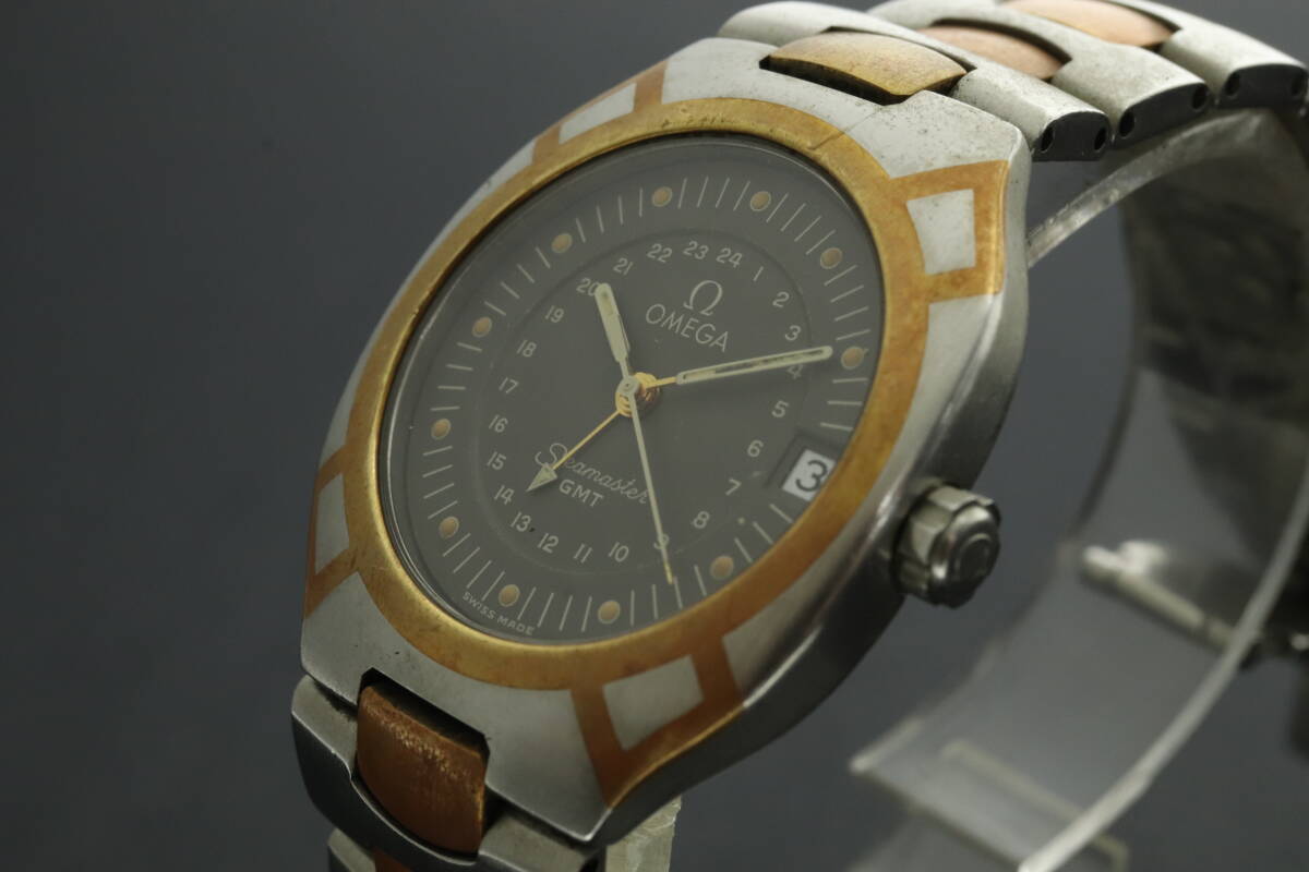 【全体的に状態が悪い】VMPD7-216-59 OMEGA オメガ 腕時計 Seamaster シーマスター GMT ポラリス デイト ラウンド クォーツ 約86g メンズ コンビ ジャンクの ...