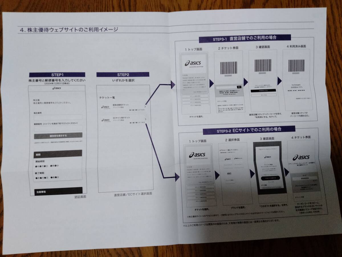 【未使用】【URL通知のみ】アシックスasics 株主優待券★ 30％割引電子チケット 直営店舗5枚 & ECサイト10枚 有効期限：2025 ...