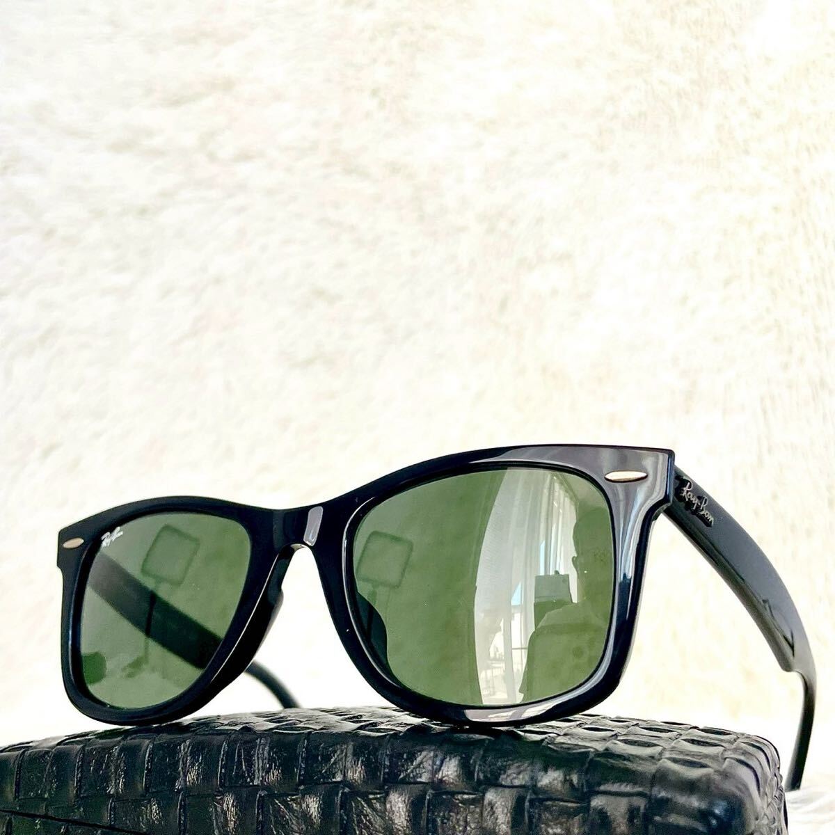 【目立った傷や汚れなし】極美品 Ray-Ban WAYFARER レイバン ウェイファーラー サングラス RB2140-F イタリア製 グリーンレンズ ブラックフレームの落札情報詳細 ...