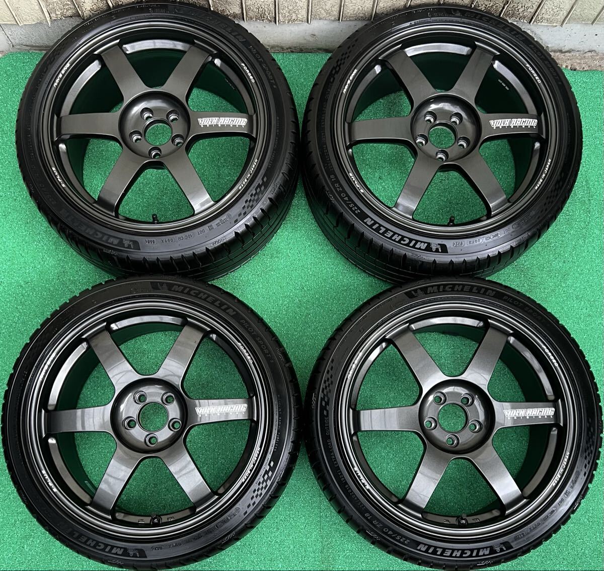 【やや傷や汚れあり】美品 RAYS VOLKRACING TE37 SAGA S-plus レイズ ボルクレーシング サーガ 18インチ 8J+45 5穴PCD100 FORGED 4本 鍛造 ...