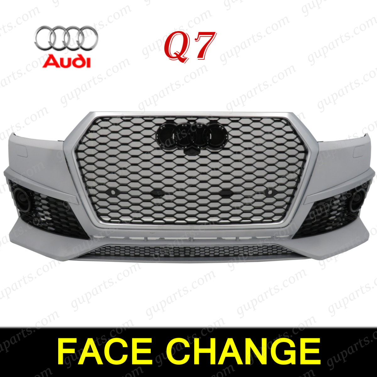 【未使用】AUDI Q7 4M 2016～ 前期 SQ7 ルック タイプ フロント チェンジ バンパー グリル シルバー ブラック ...